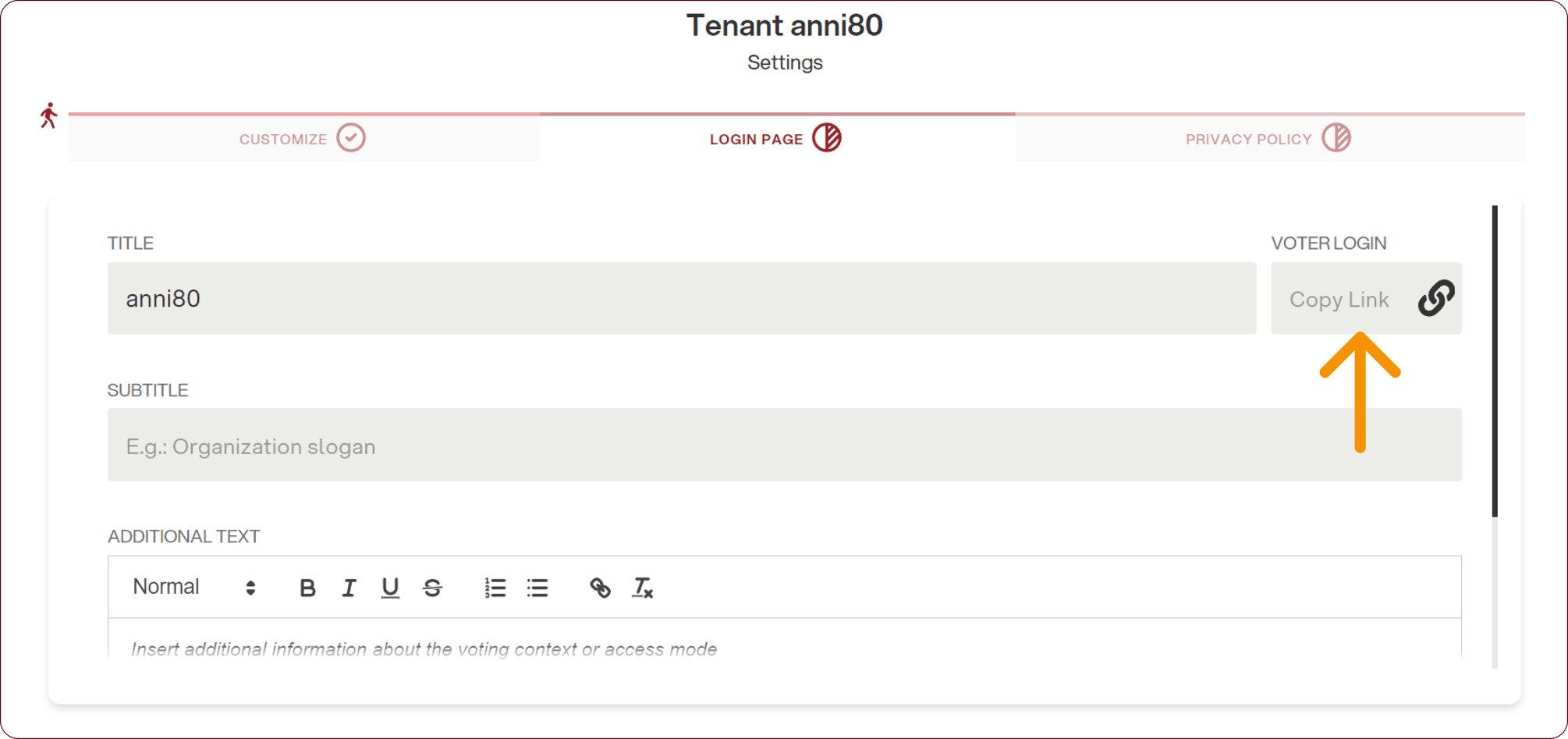 How to retrieve the voting link to share with voters